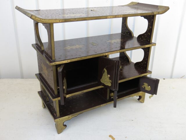 日本代購代標第一品牌【樂淘letao】－31 明治～大正 極上牡丹唐草蒔絵 小形厨子棚 共箱付 雛道具 雛人形 ひな祭り